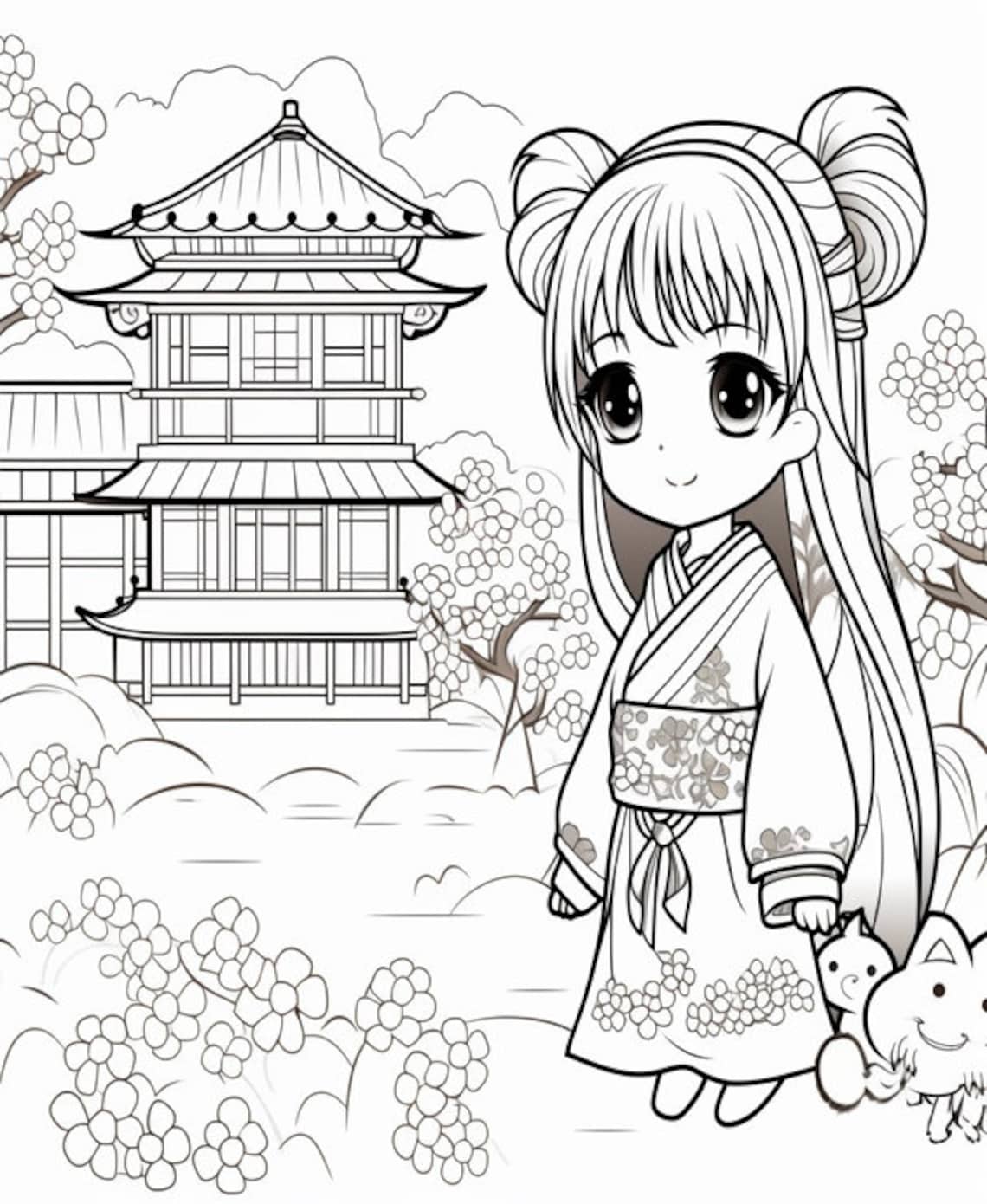 40 Chibi Girl Kawaii Vol.2. Coloring Pages for Kids: Cute Chibi ...