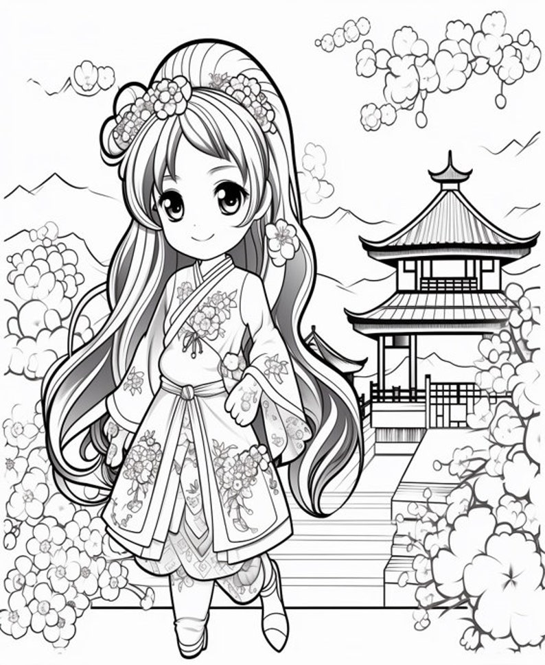 40 Chibi Girl Kawaii. Coloring Pages for Kids: Cute Chibi Coloring Book ...
