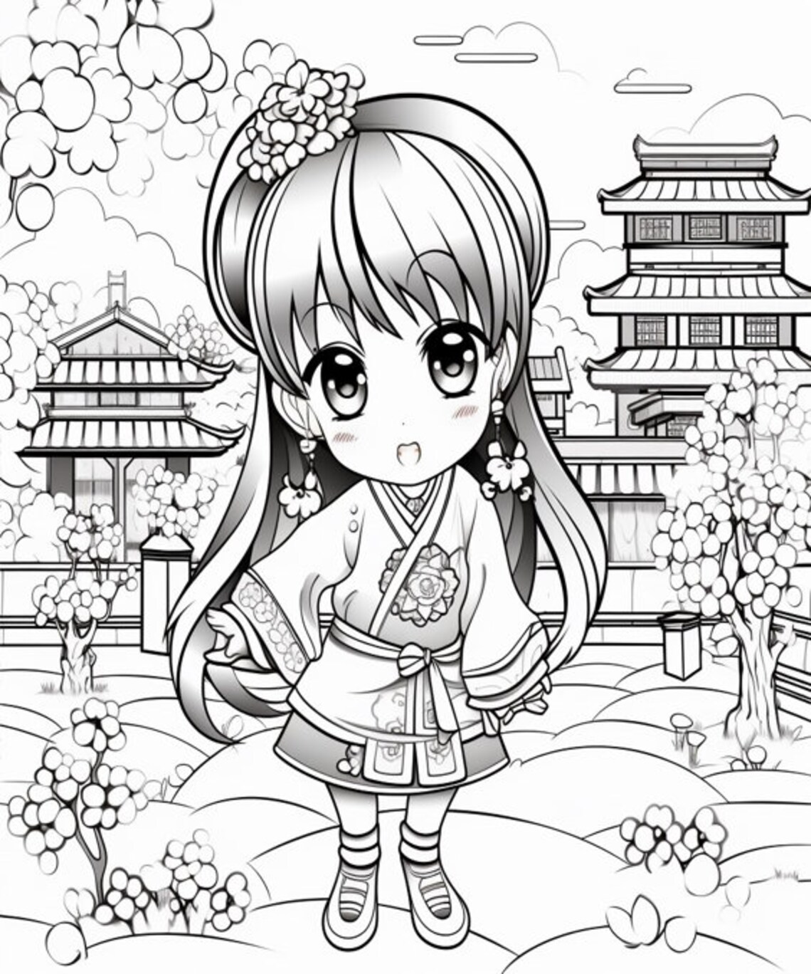 40 Chibi Girl Kawaii Vol.2. Coloring Pages for Kids: Cute Chibi ...