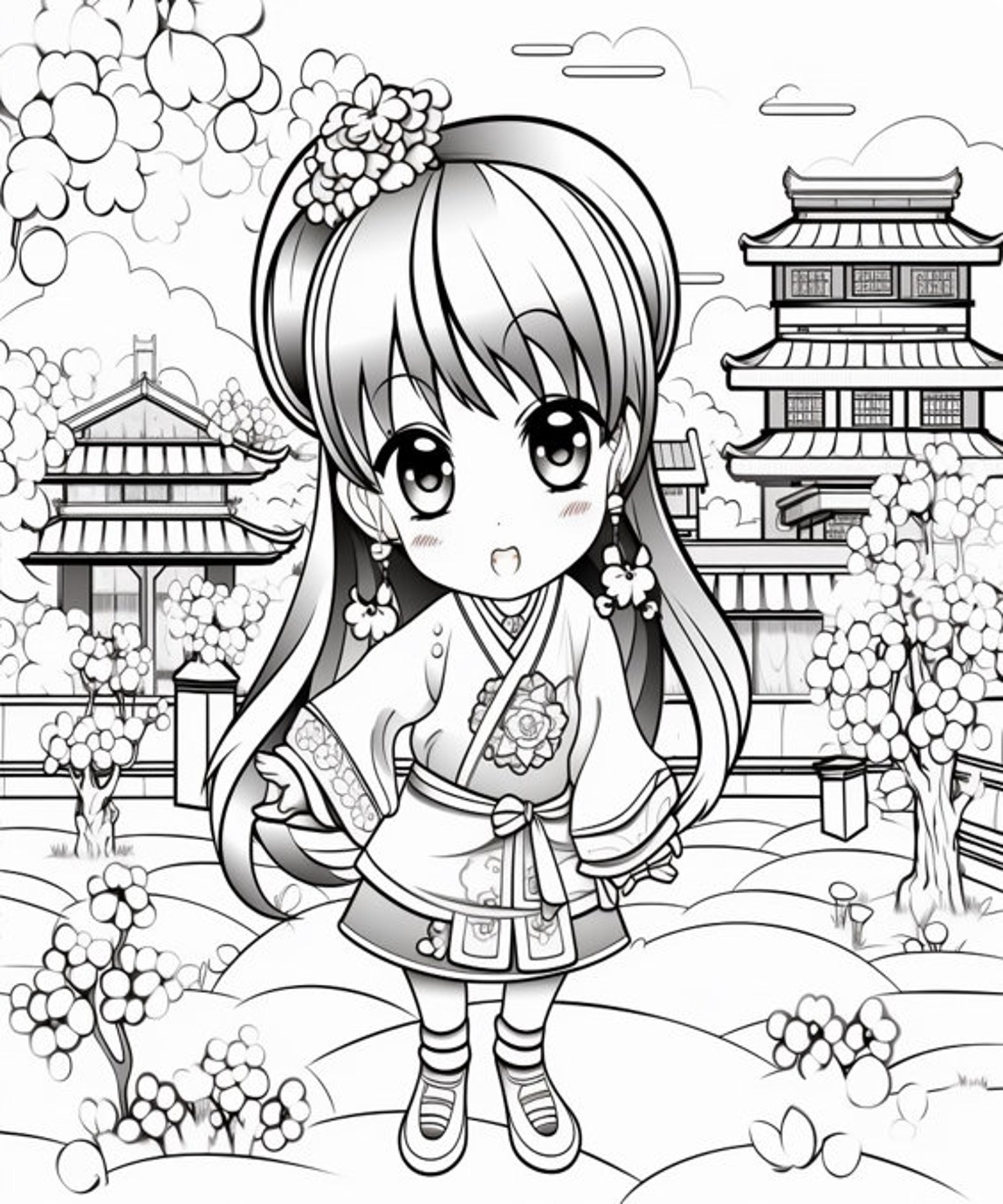 40 Chibi Girl Kawaii Vol.2. Coloring Pages for Kids: Cute Chibi ...