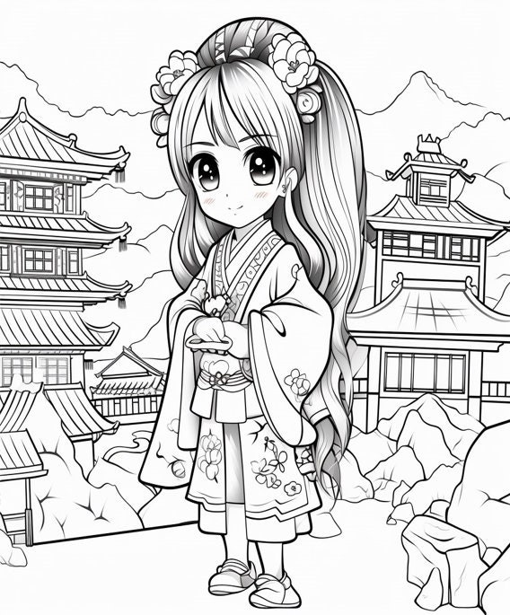 40 Chibi Girl Kawaii. Coloring Pages for Kids: Cute Chibi Coloring Book ...