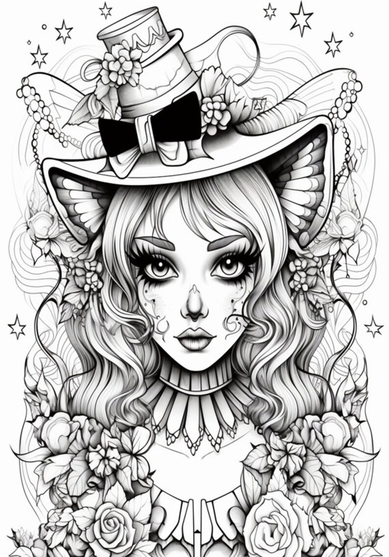 40 Gothic Girl Coloring Books. Cute Chibi Coloring Book for Kids With ...