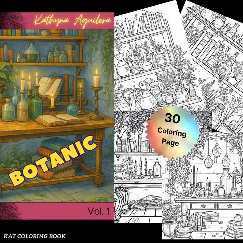 Botanic Coloring Book|30 Printable Plant and Nature Designs for Stress ...
