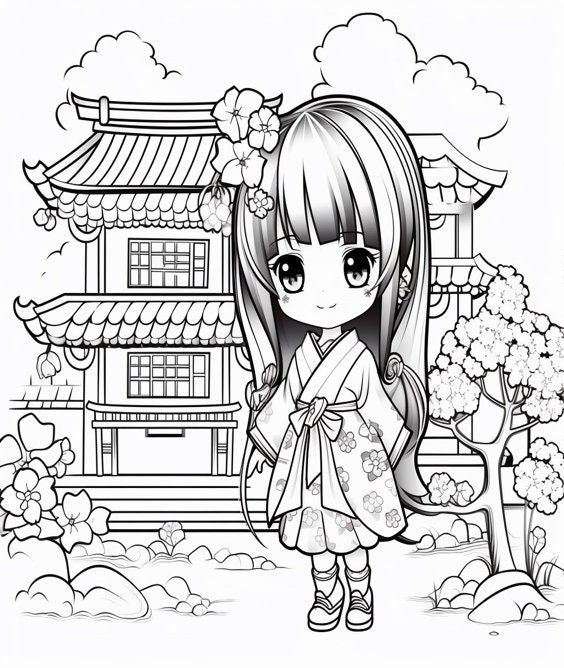 40 Chibi Girl Kawaii. Coloring Pages for Kids: Cute Chibi Coloring Book ...