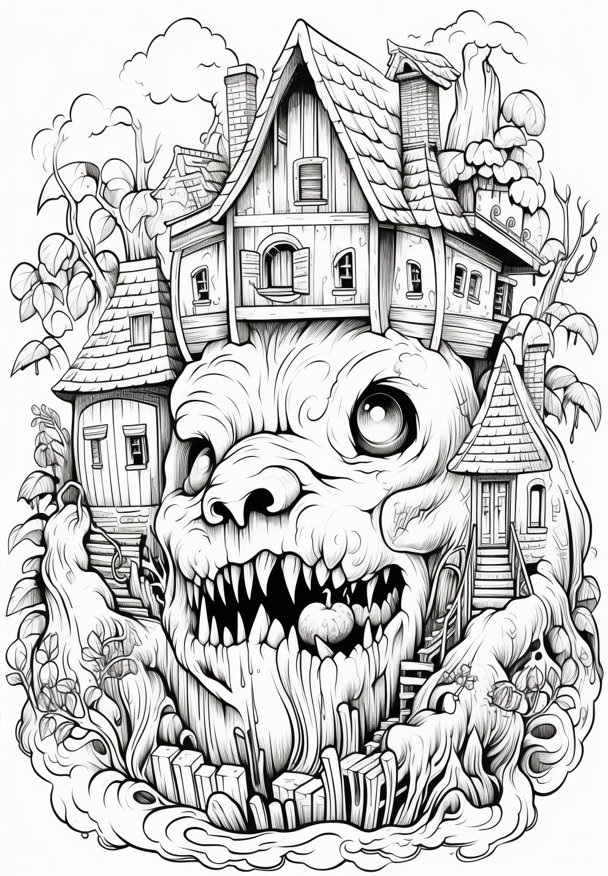 40 Creepy House Coloring Books Coloring and Drawing Book - Etsy