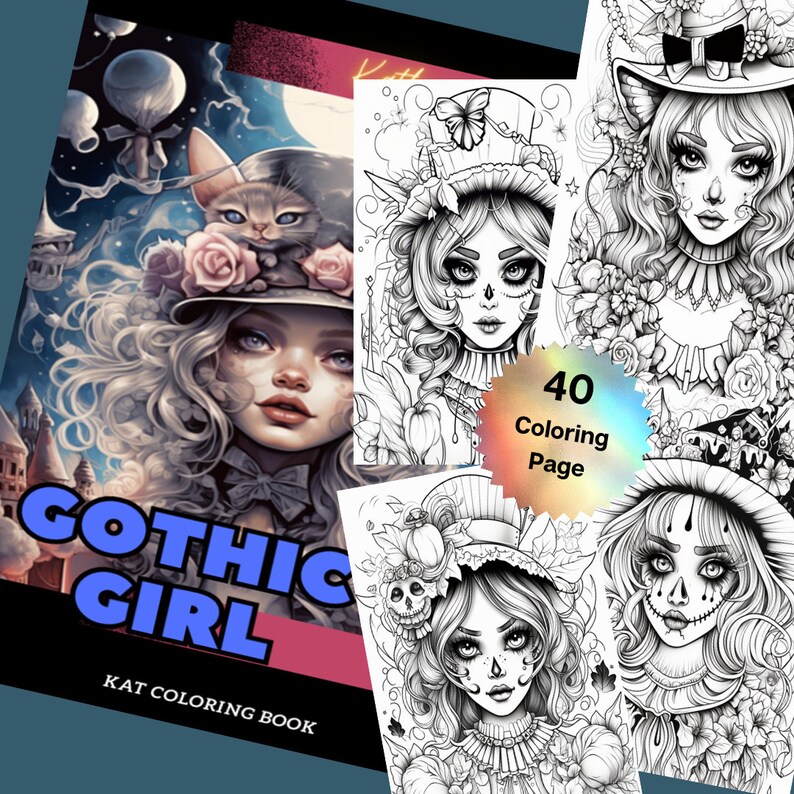 40 Gothic Girl Coloring Books. Cute Chibi Coloring Book for Kids With ...