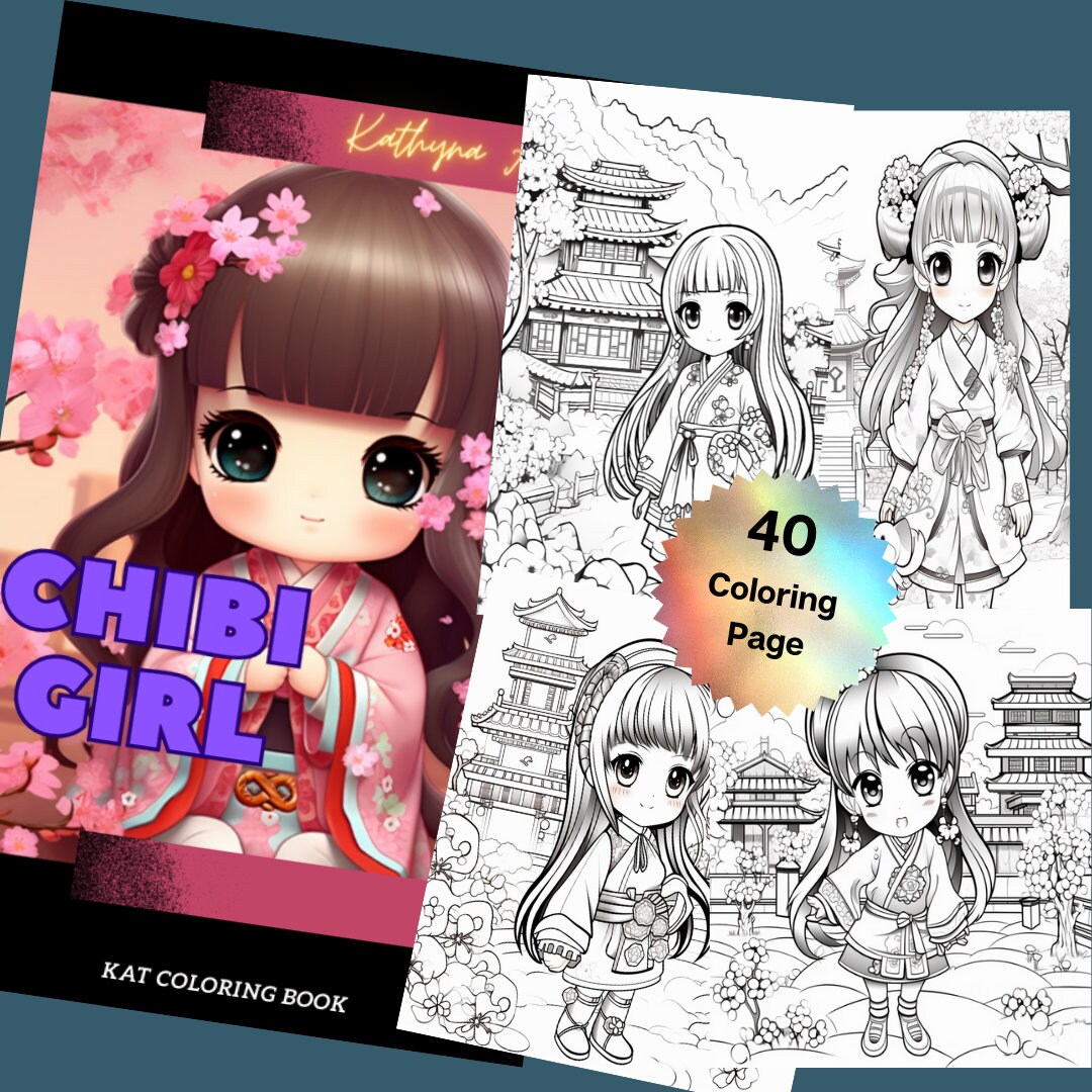 40 Chibi Girl Kawaii Vol.2. Coloring Pages for Kids: Cute Chibi ...