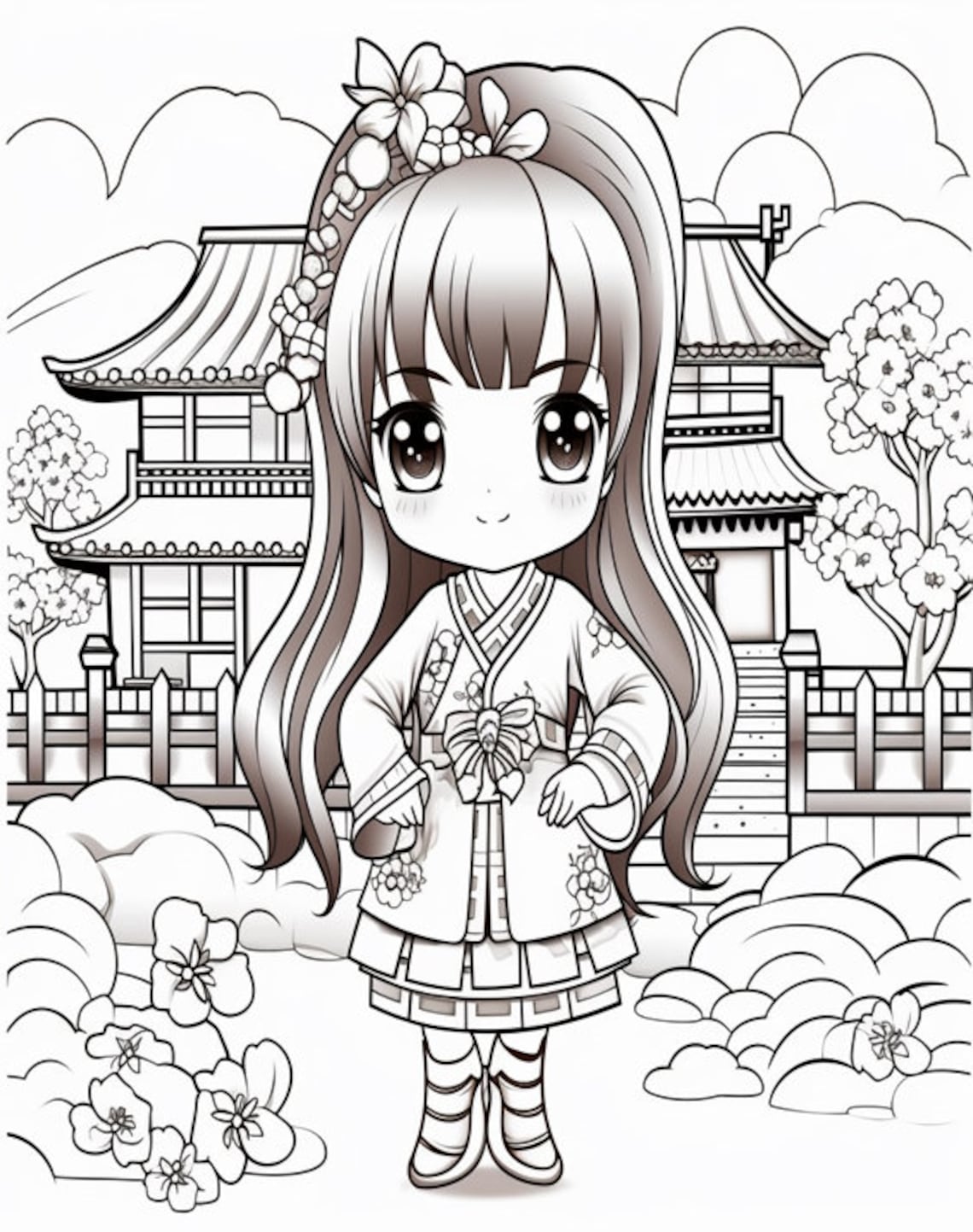 40 Chibi Girl Kawaii. Coloring Pages for Kids: Cute Chibi Coloring Book ...