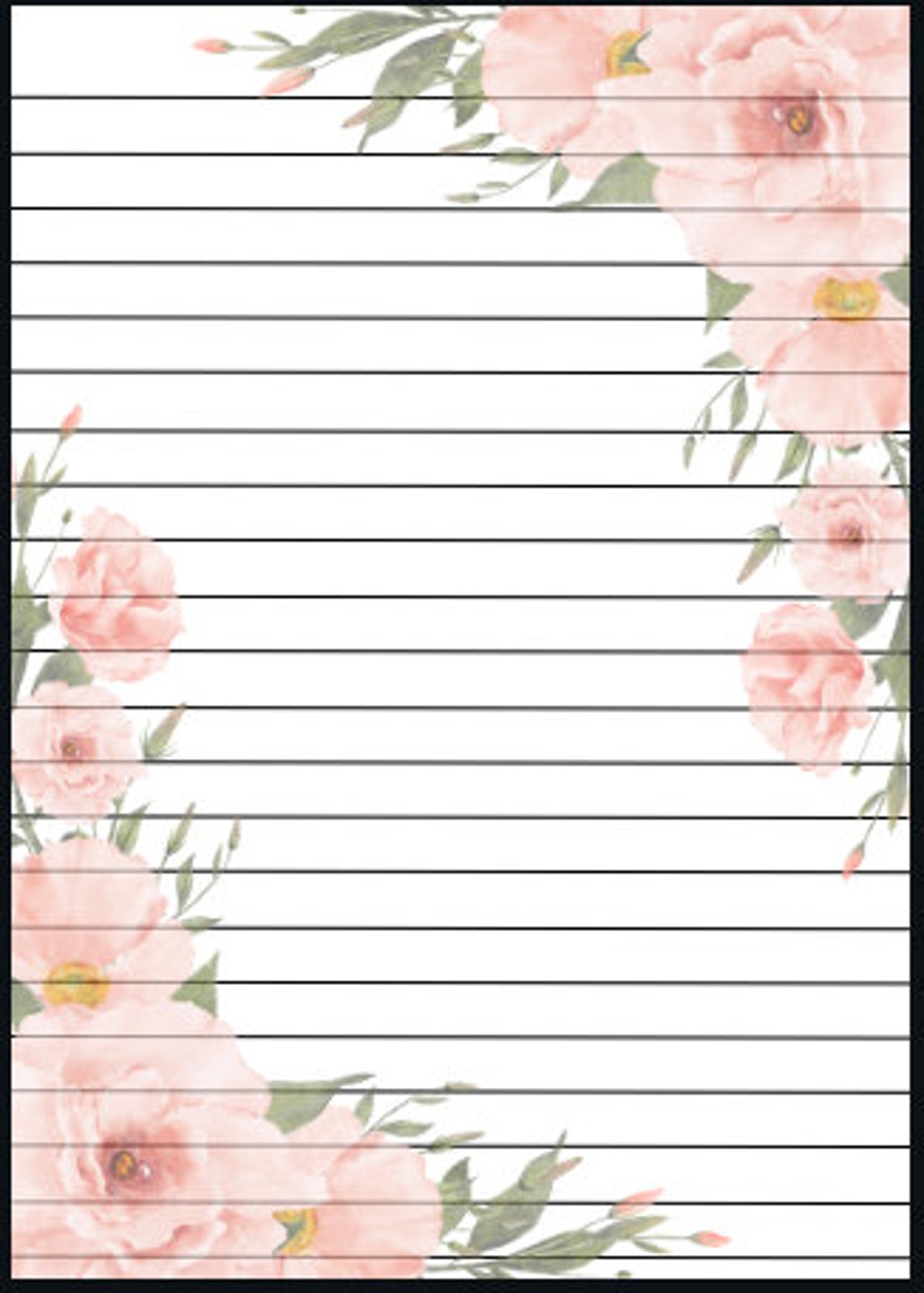 Floral Notebook Paper - Etsy