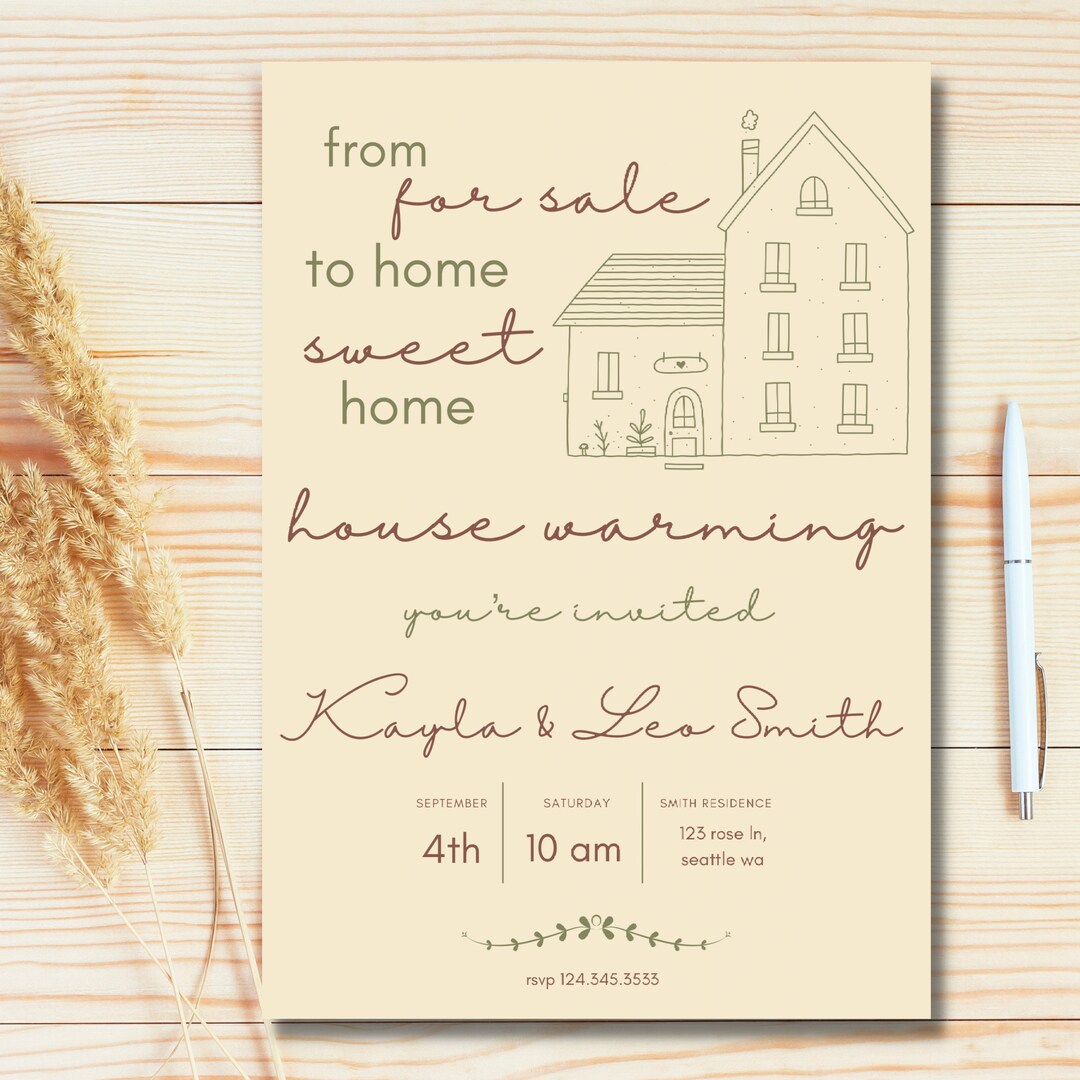 Invitation, House Warming Party Invitation, Editable Invitation ...