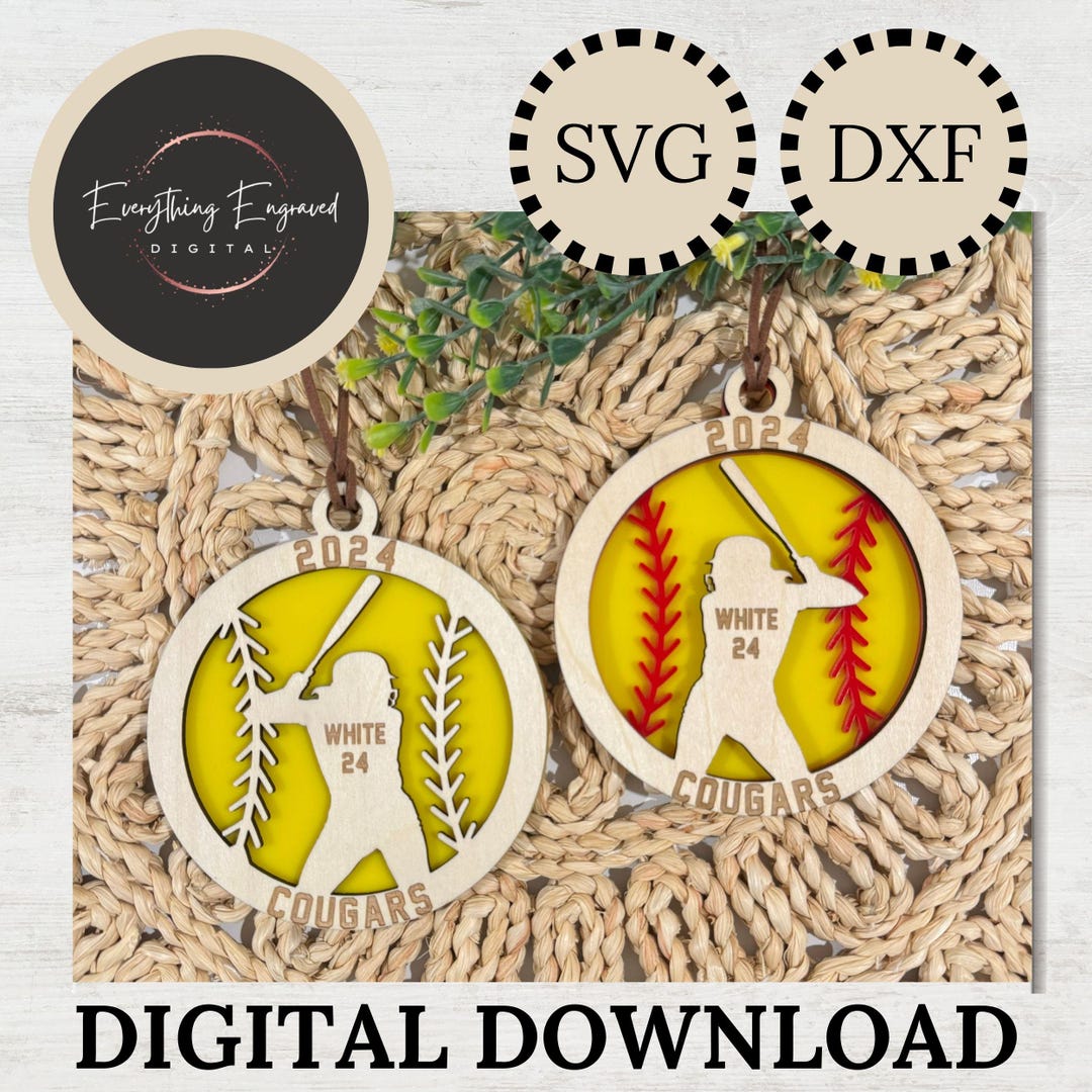 Softball Player Christmas Ornament SVG DXF | Digital Download ...
