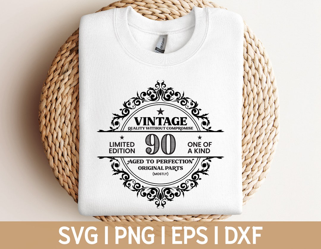 Beautiful Vintage 90th Birthday Svg,layered Vector File,vintage 90 Svg ...