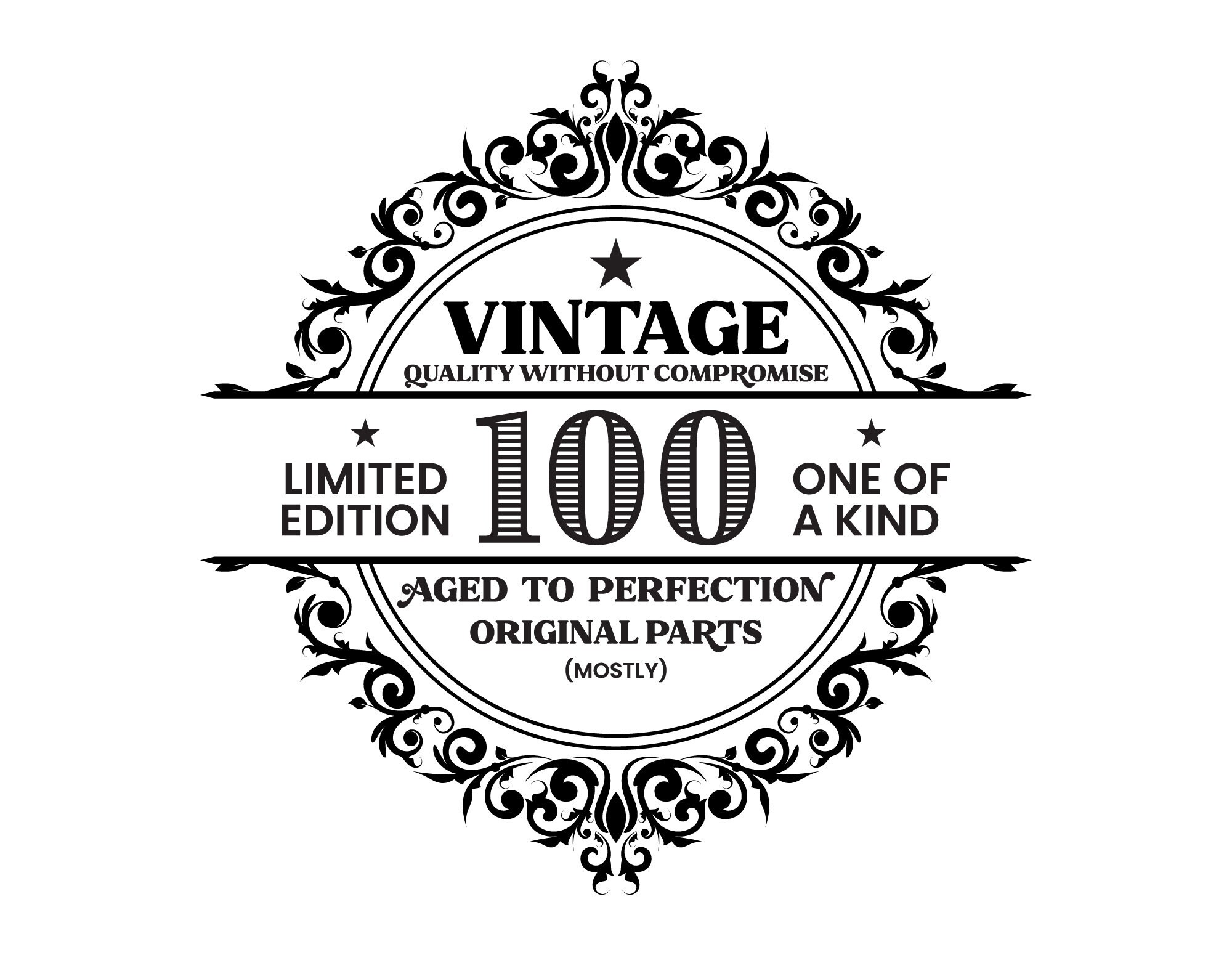 Beautiful Vintage 100th Birthday Svg,layered Vector File,vintage 100 ...