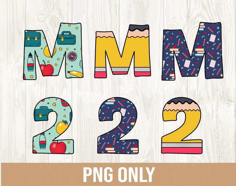 School Teacher Doodle Alphabet Bundle, Teacher PNG Letters, Numbers ...