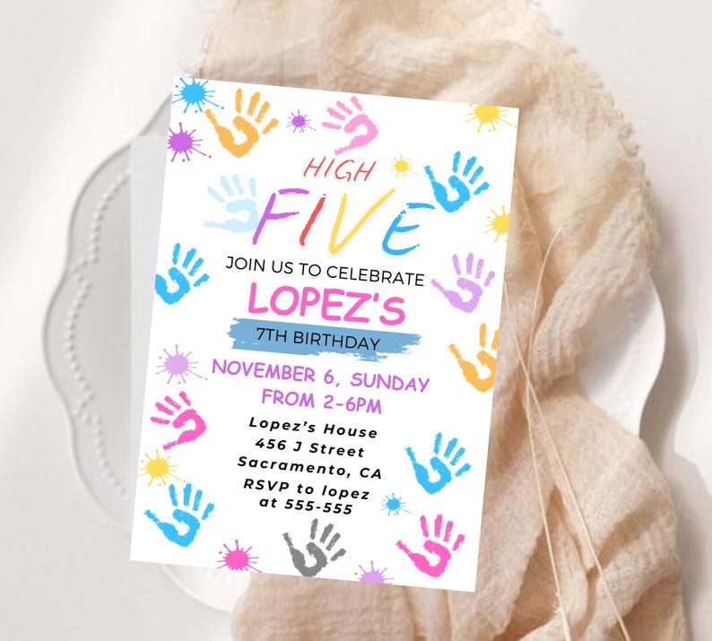 Editable High Five Birthday Invitation, Hi Five Invitation, Boys 5th ...