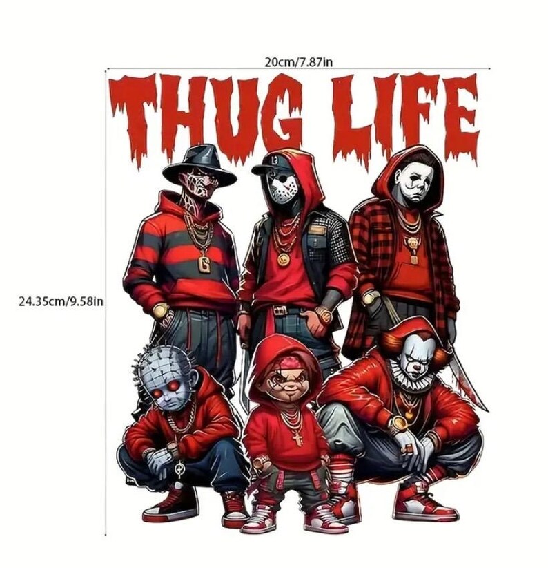 Thug Life Horror Movie Iron on Transfer Stickers. DIY Halloween ...