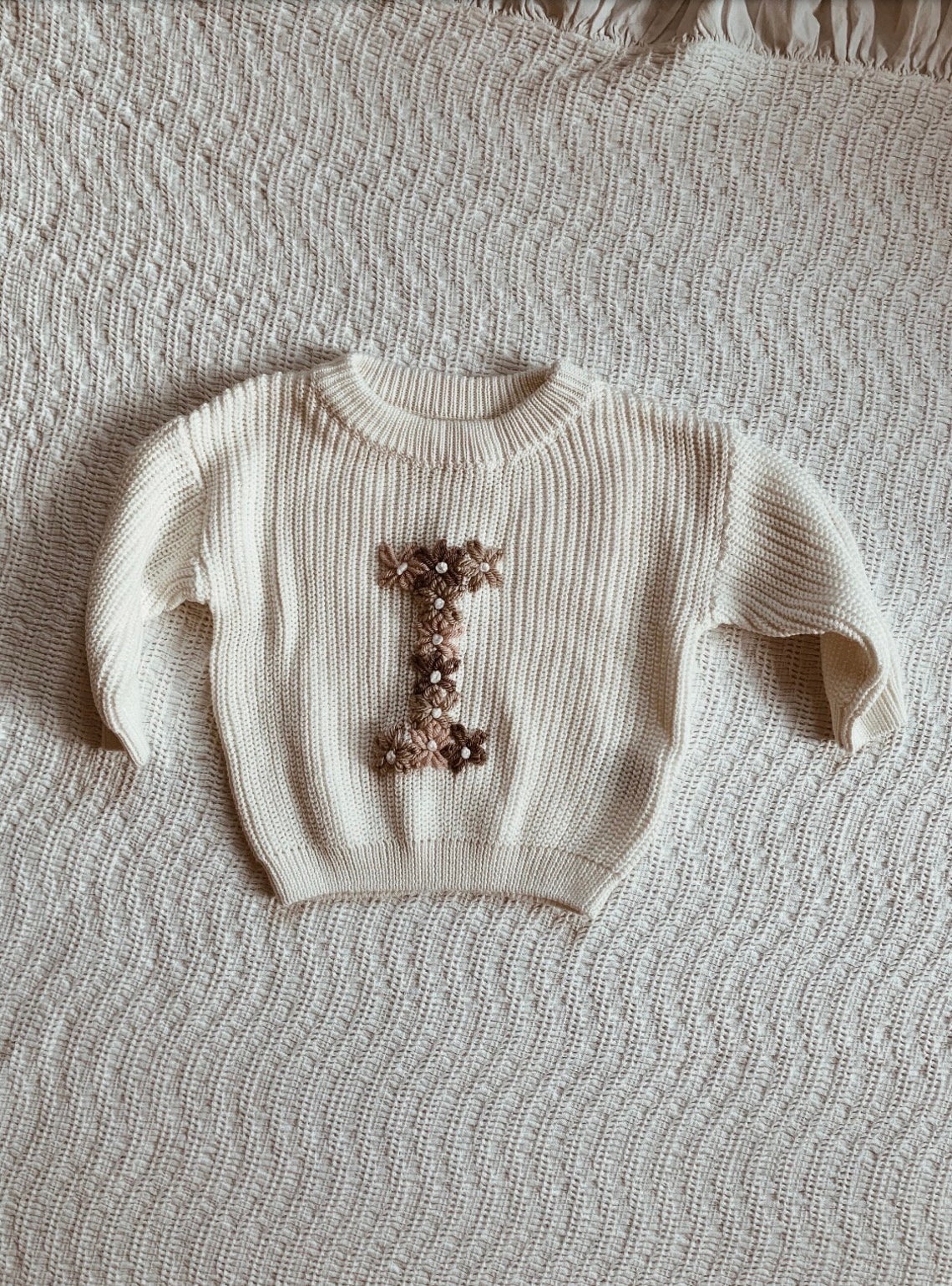 Custom Hand Embroidered Daisy Monogram Sweater for Baby/toddler Daisy ...