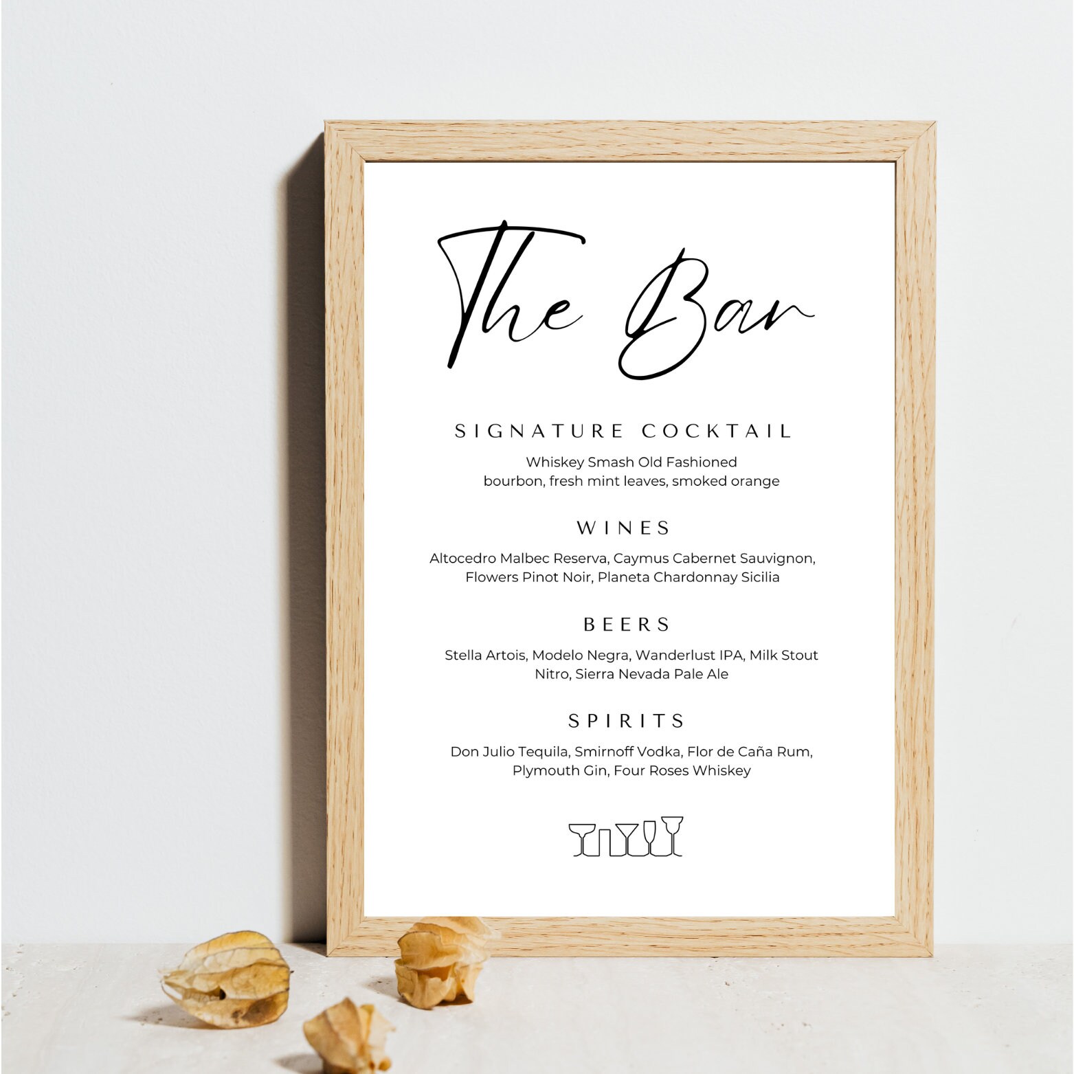 Modern Bar Menu Sign Drink Menu Template Wedding Bar Menu - Etsy