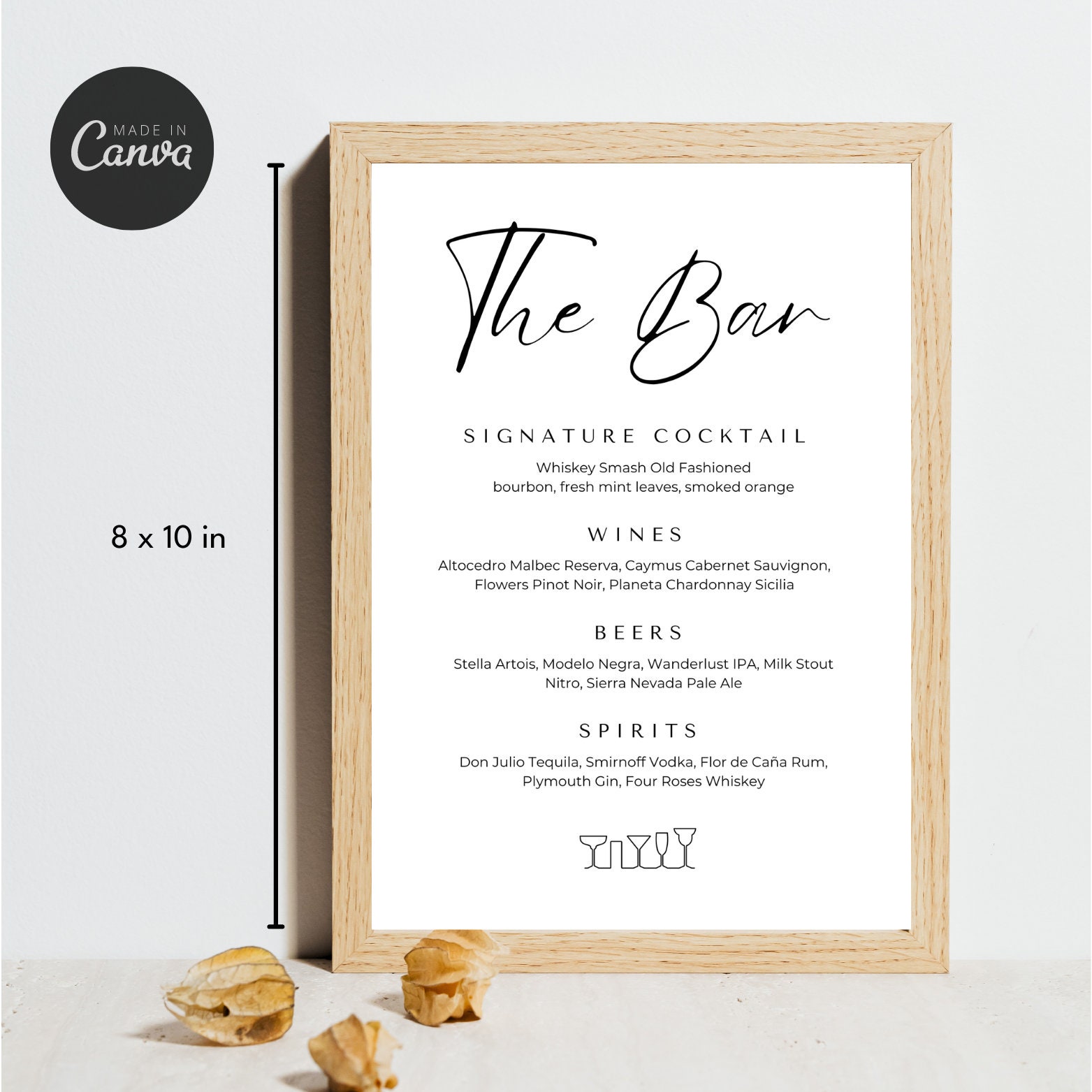Modern Bar Menu Sign Drink Menu Template Wedding Bar Menu - Etsy