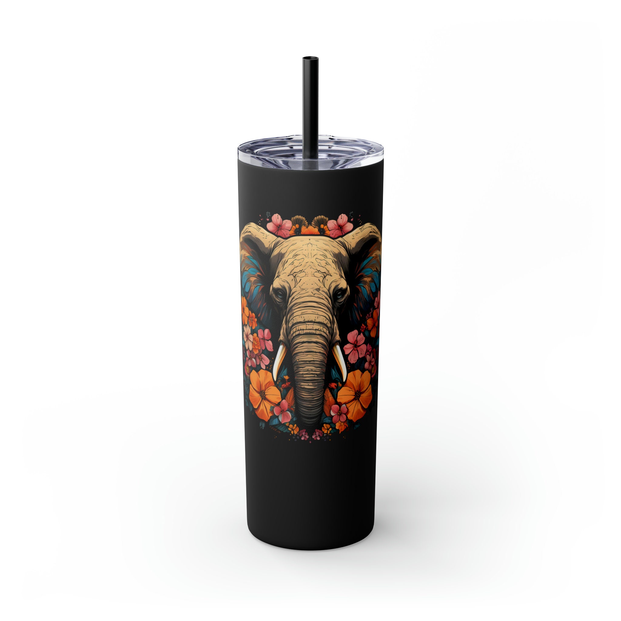 Elephant Tumbler Animal Tumbler Elephant Skinny Tumbler With - Etsy
