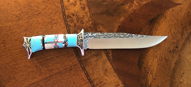 Inlay Knife With Black Sheath- Turquoise Inlay Knife With Multi Stones ...