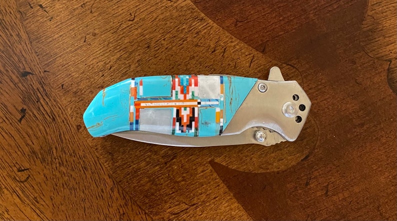 Southwestern Inlay Knife Inlay Turquoise Knife With Multi - Etsy