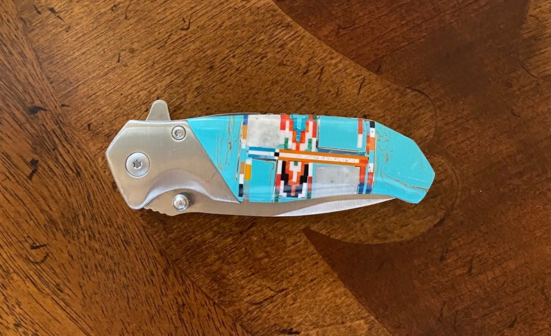 Southwestern Inlay Knife Inlay Turquoise Knife With Multi - Etsy