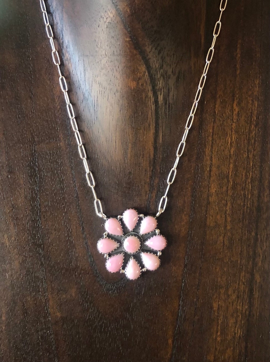 Pink Conch Shell Bar Necklace Natural Pink Conch Shell Flower Bar ...