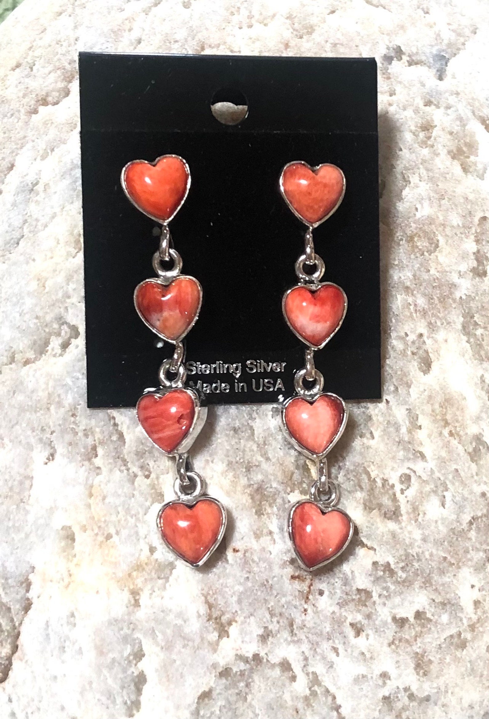 Spiny Oyster Earrings - Natural Stone Dangle Drop Earrings - Spiny ...