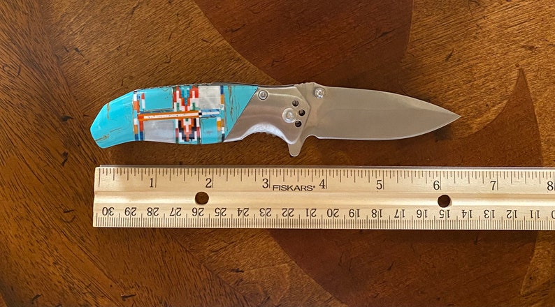Southwestern Inlay Knife - Inlay Turquoise Knife With Multi Stones ...