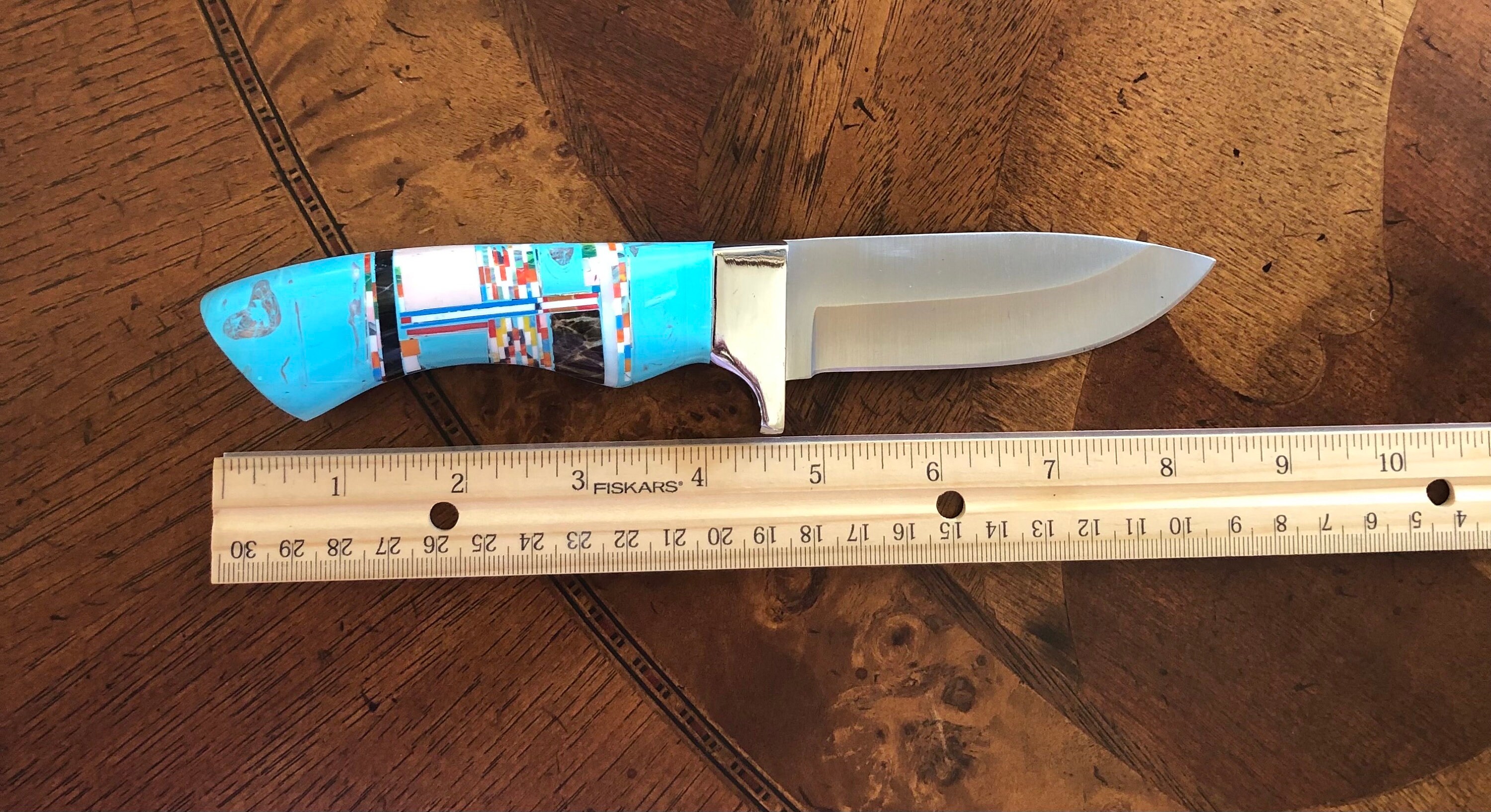 Inlay Pocket Knife With Black Sheath- Turquoise Inlay Knife With Multi ...