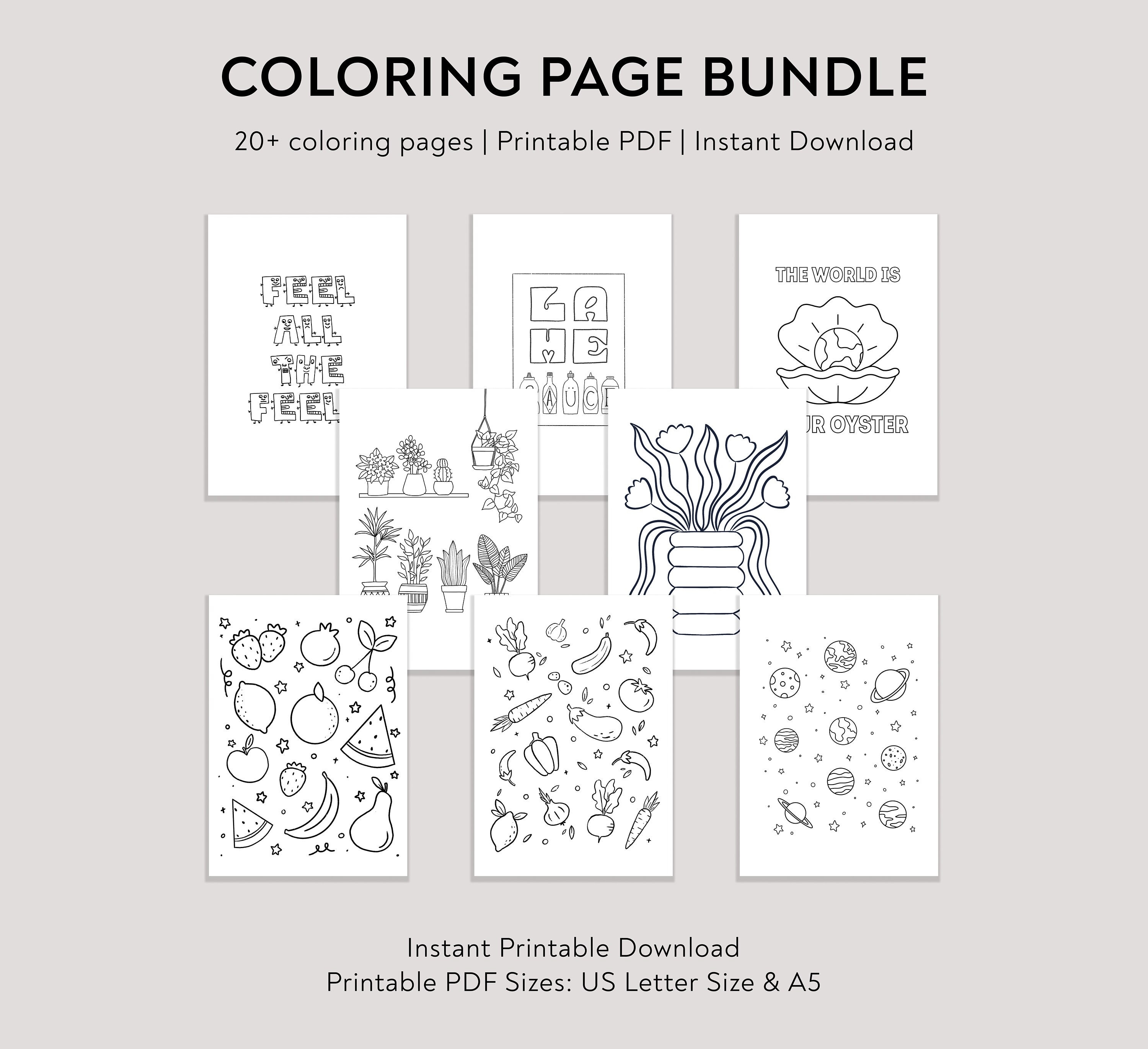 Coloring Page Bundle Printable PDF Instant Download - Etsy