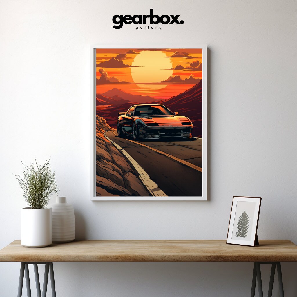 Retro/ Vintage Mazda RX-7 Print, 1990s Car Print, Mazda RX-7 Poster ...