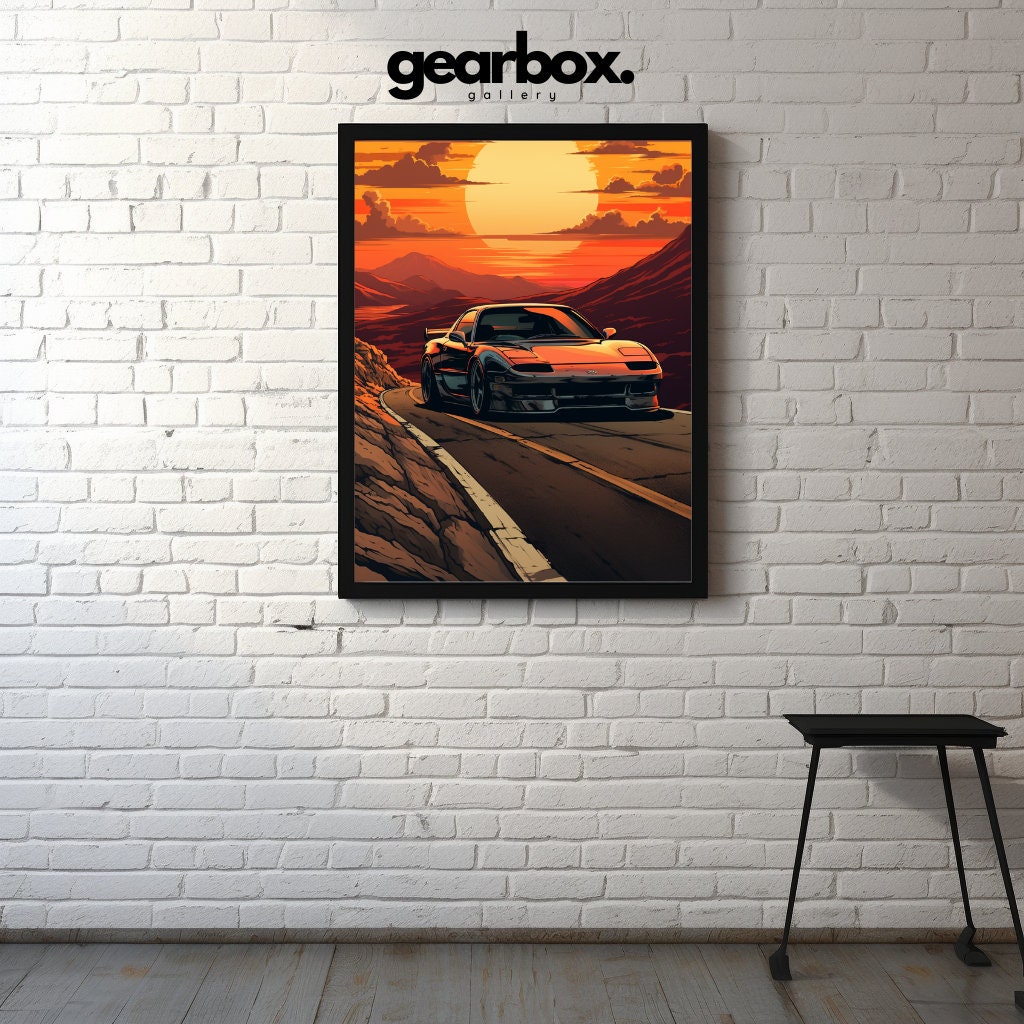 Retro/ Vintage Mazda RX-7 Print, 1990s Car Print, Mazda RX-7 Poster ...