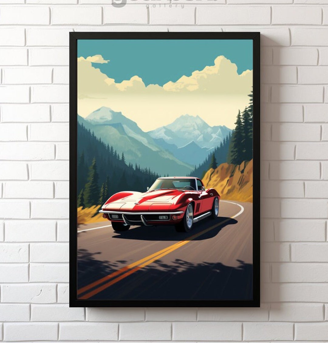 Retro Style Chevrolet Corvette C2 Print, 1960s Car Print, Chevrolet ...