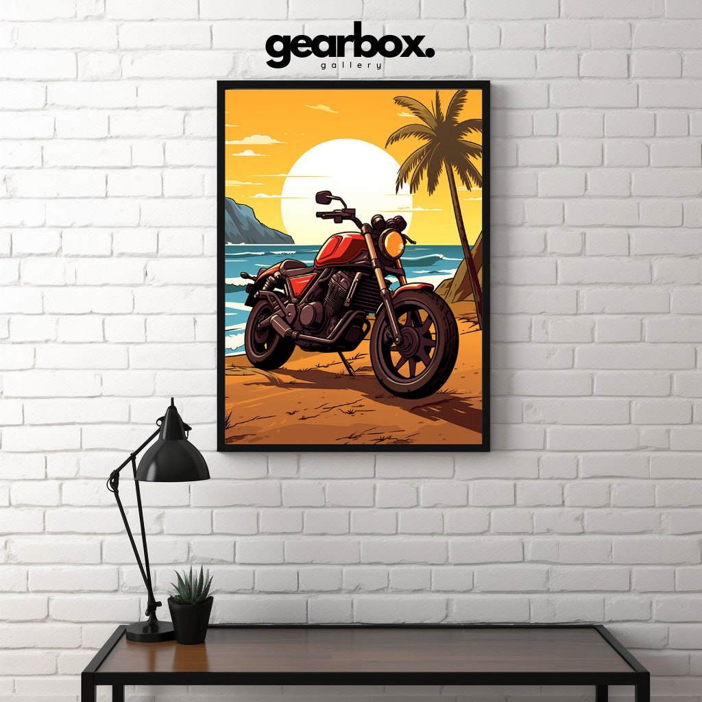 Retro Style Honda Rebel 500 Poster, Honda Rebel 500 Bike Print, Bike ...