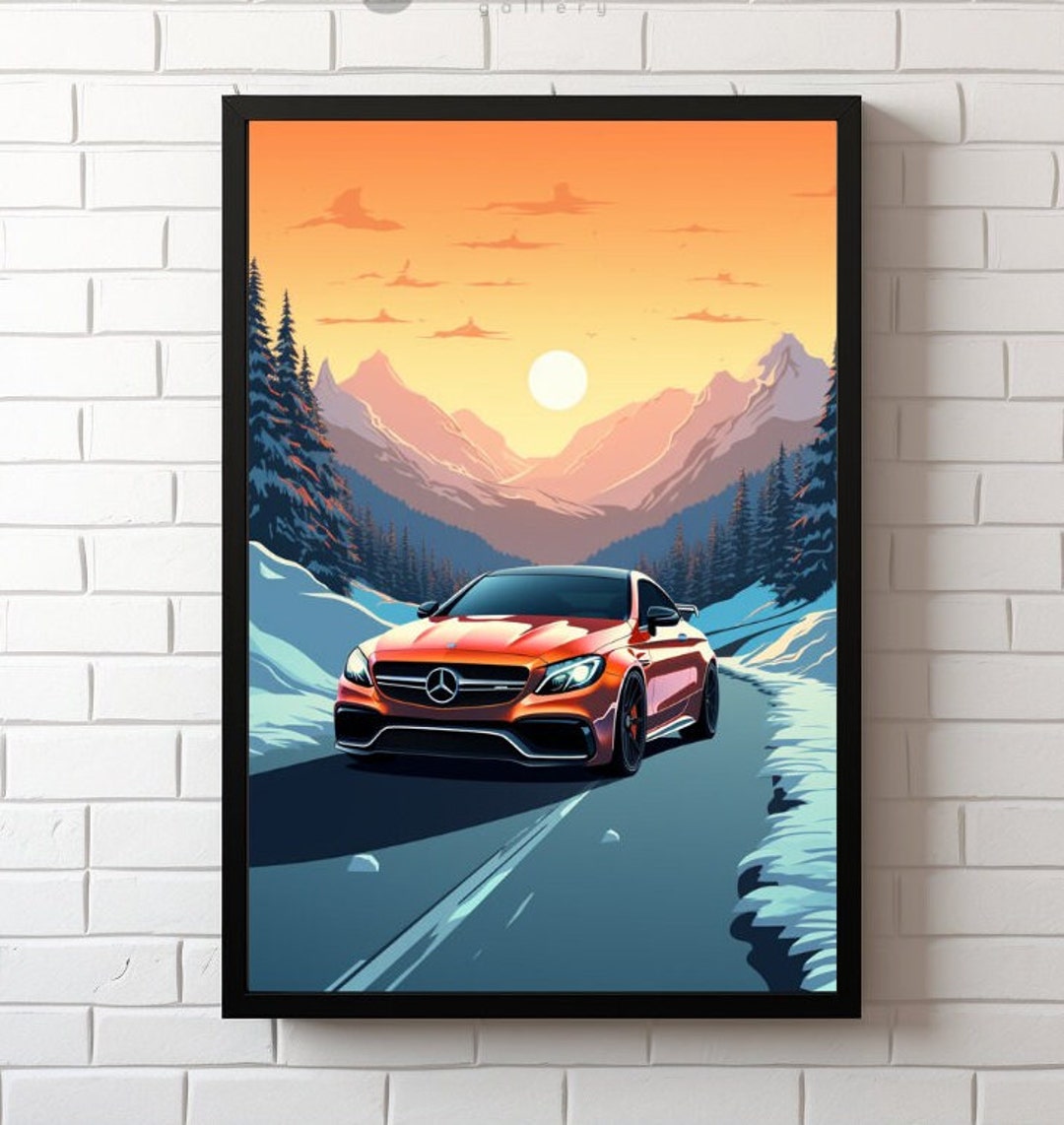 Retro Style Mercedes-benz C63 AMG Poster, Mercedes-benz AMG Gt Print ...