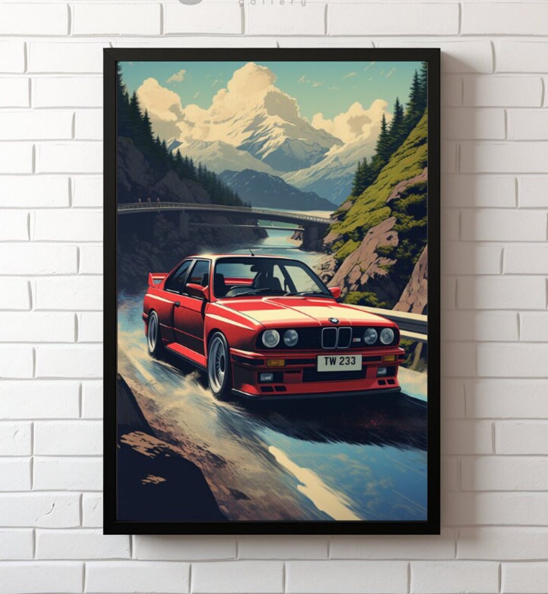 Retro Style BMW M3 E30 Print, BMW M3 E30 Poster, 1980s Car, Vintage Car Print, Car Print, Car ...