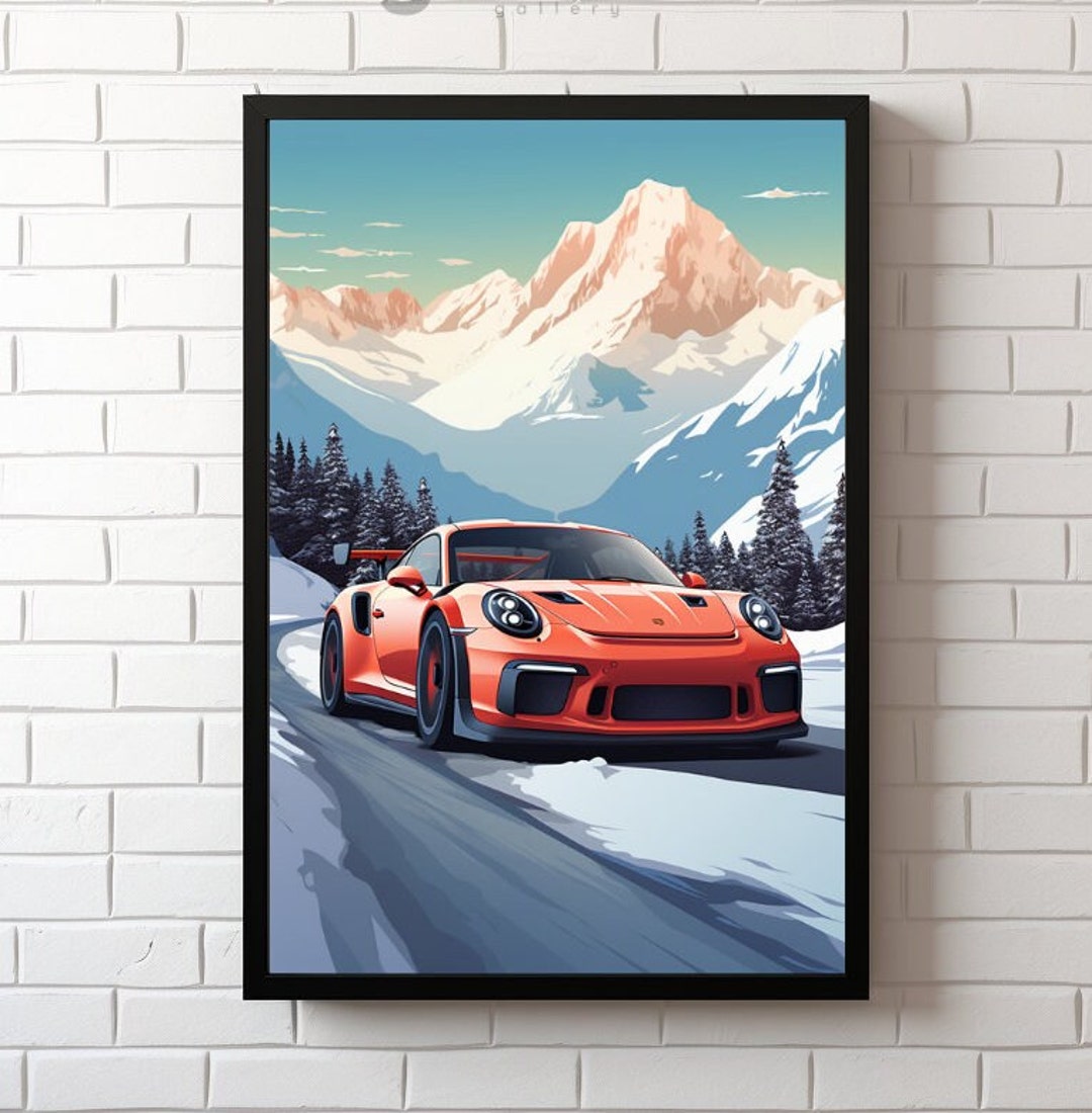 Retro Style Porsche 911 GT3 RS Poster, Porsche 911 GT3 RS Print, 2010s ...