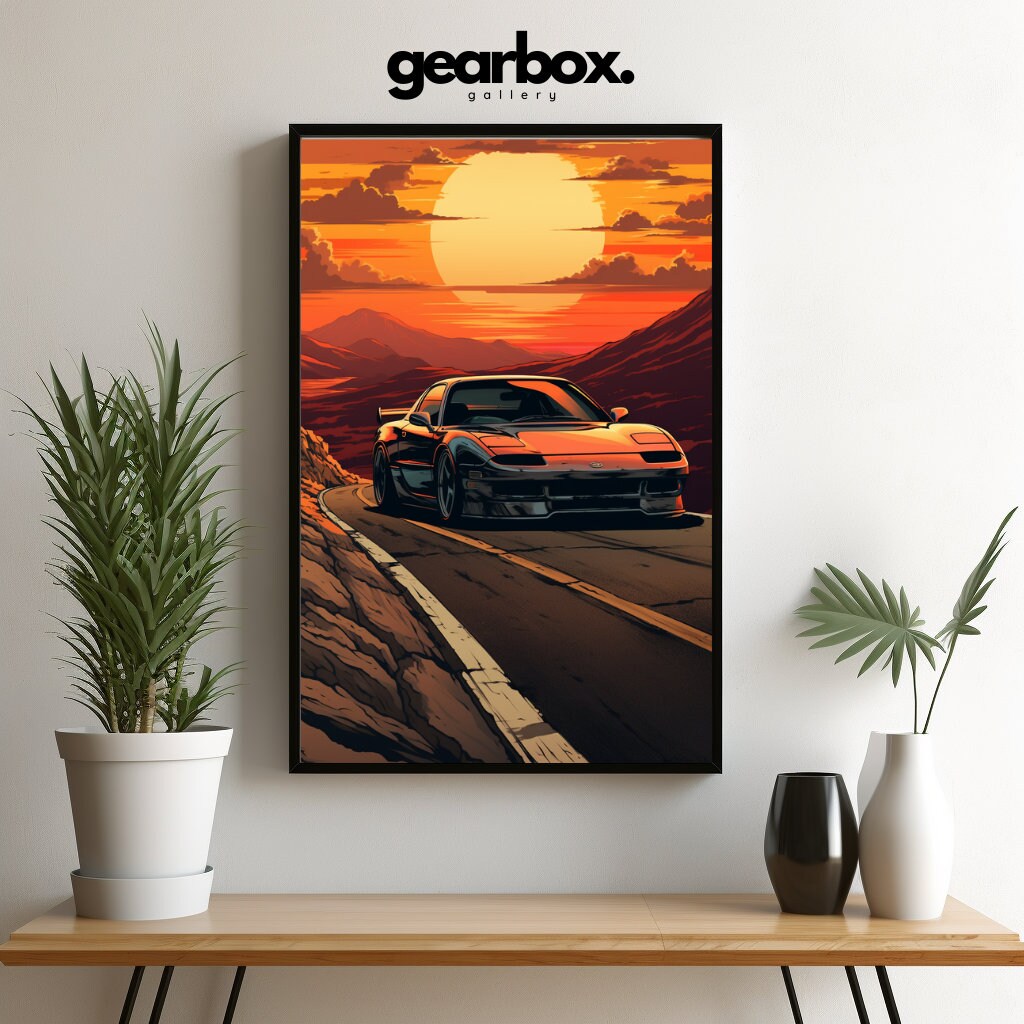 Retro/ Vintage Mazda RX-7 Print, 1990s Car Print, Mazda RX-7 Poster ...