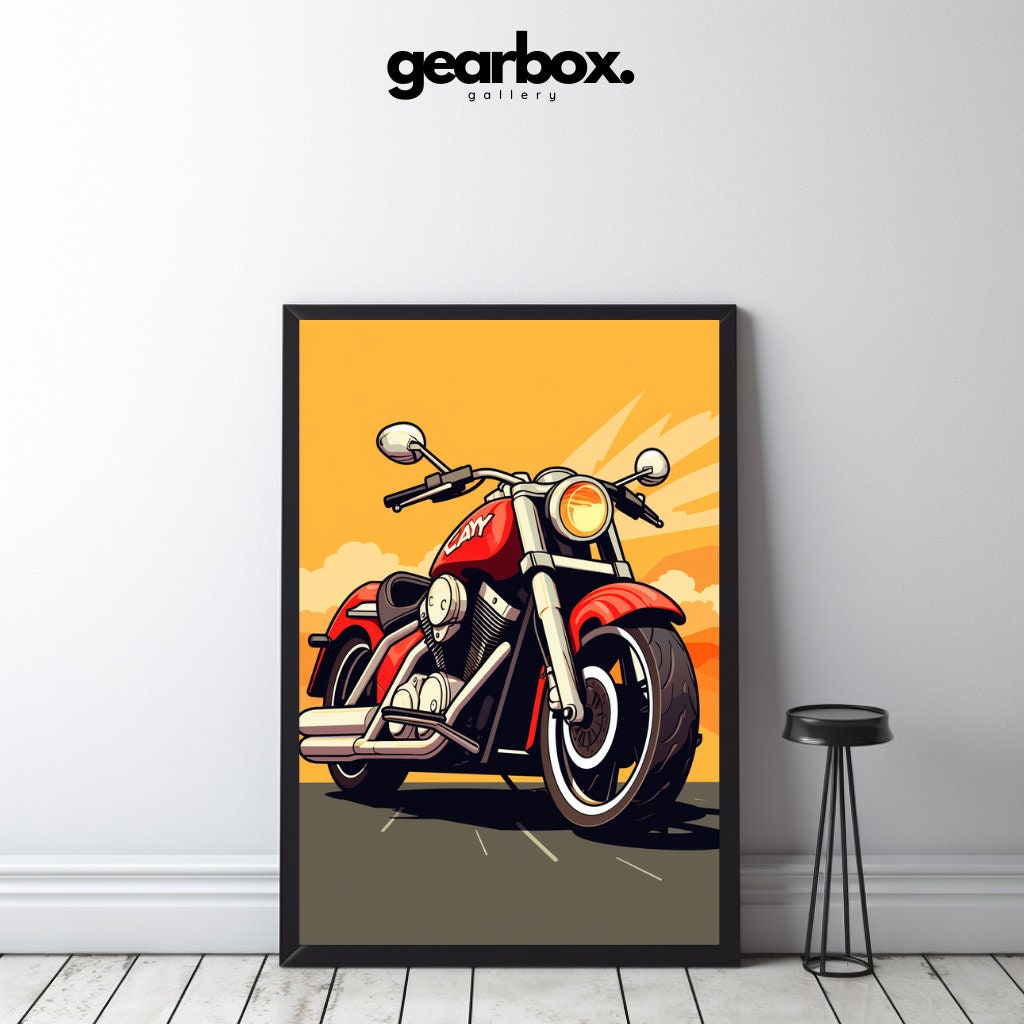 Retro Style Kawasaki Vulcan Bike Poster, Kawasaki Vulcan Bike Print ...