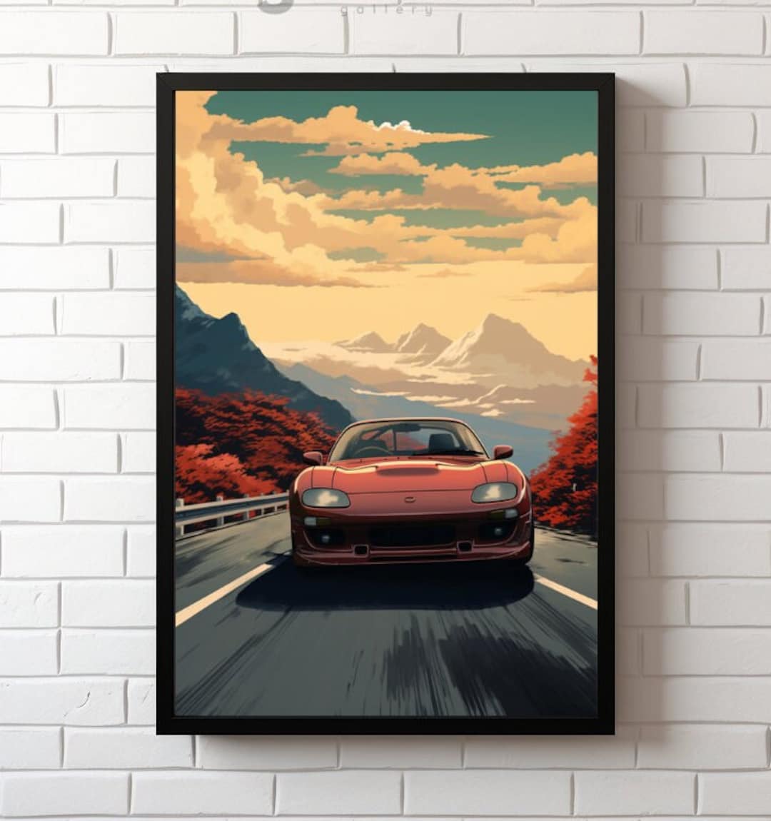 Retro Style Mazda RX-7 Print 1990s Car Print Mazda RX-7 - Etsy