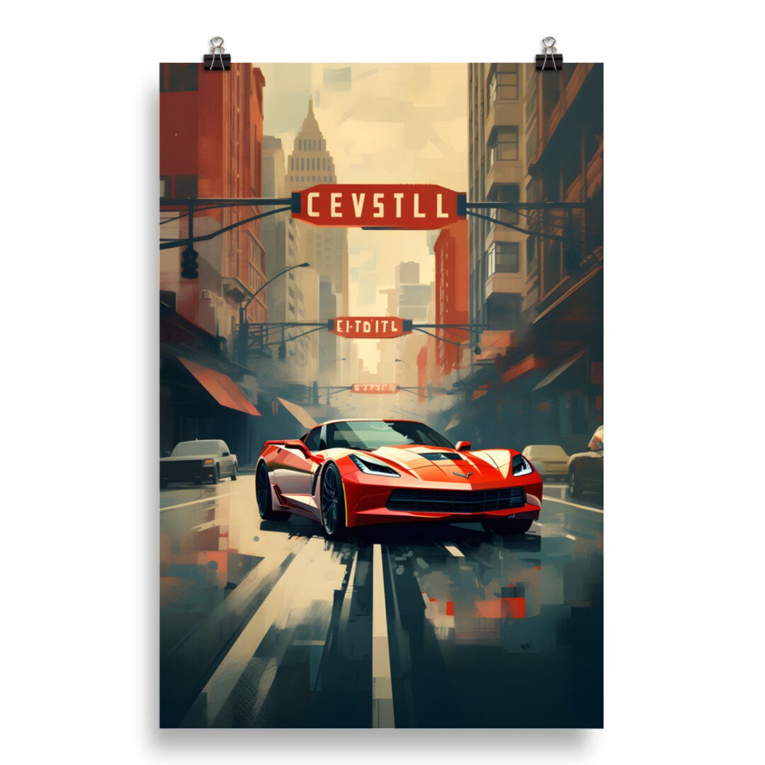Vintage/ Retro Chevrolet Corvette C8 Poster, 2020s Car Print, Chevrolet ...