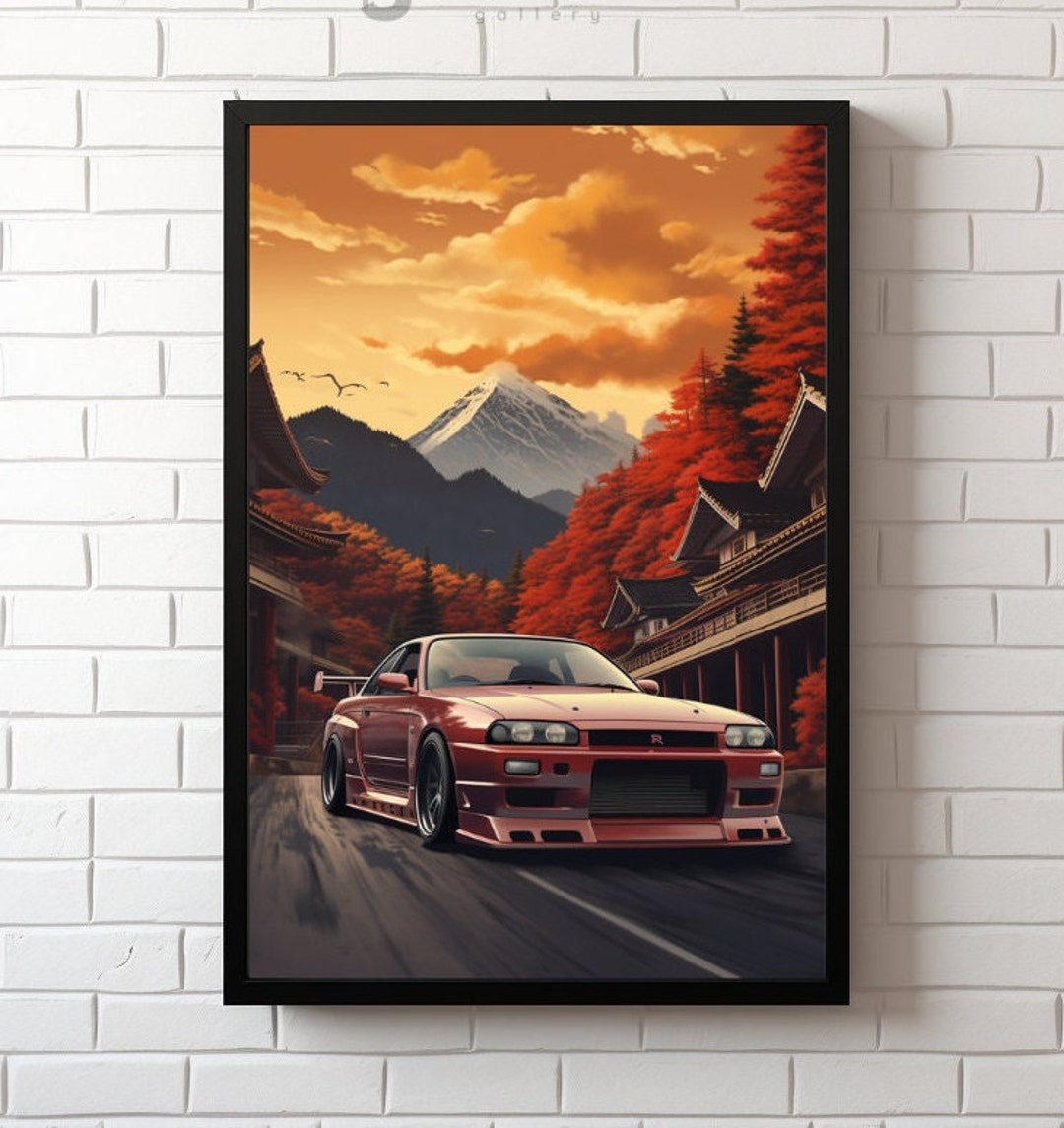 Nissan Skyline R33 Vintage/ Retro Style Print, 1990s Car Print, Nissan ...