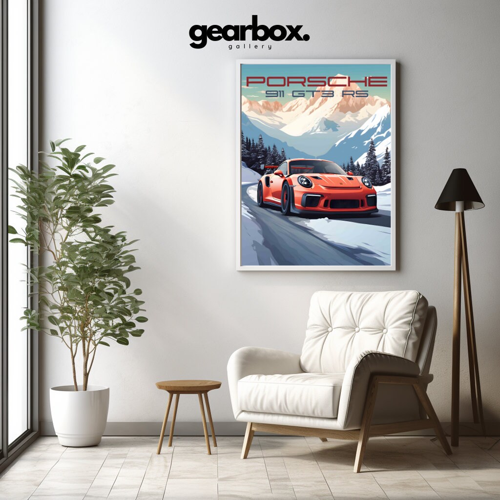 Retro Style Porsche 911 GT3 RS Poster, Porsche 911 GT3 RS Print, 2010s ...