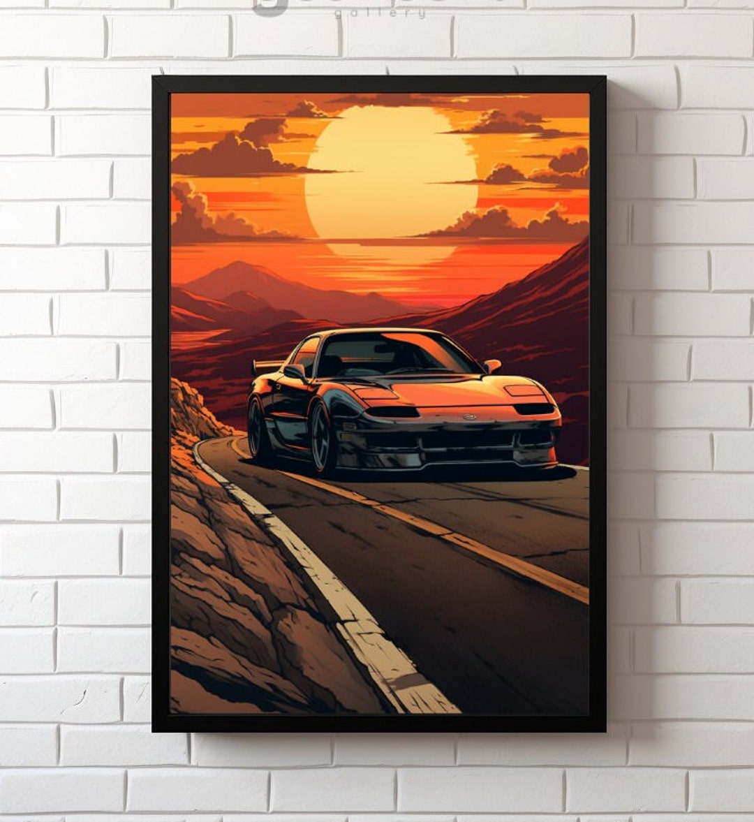 Retro/ Vintage Mazda RX-7 Print, 1990s Car Print, Mazda RX-7 Poster ...