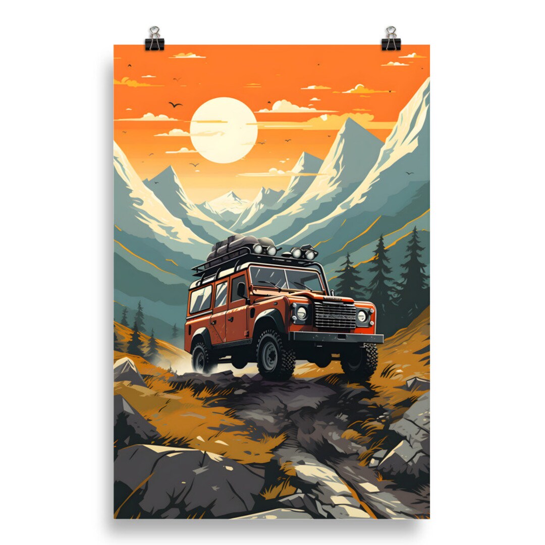 Vintage/ Retro Style Land Rover Defender Print, Land Rover Defender ...