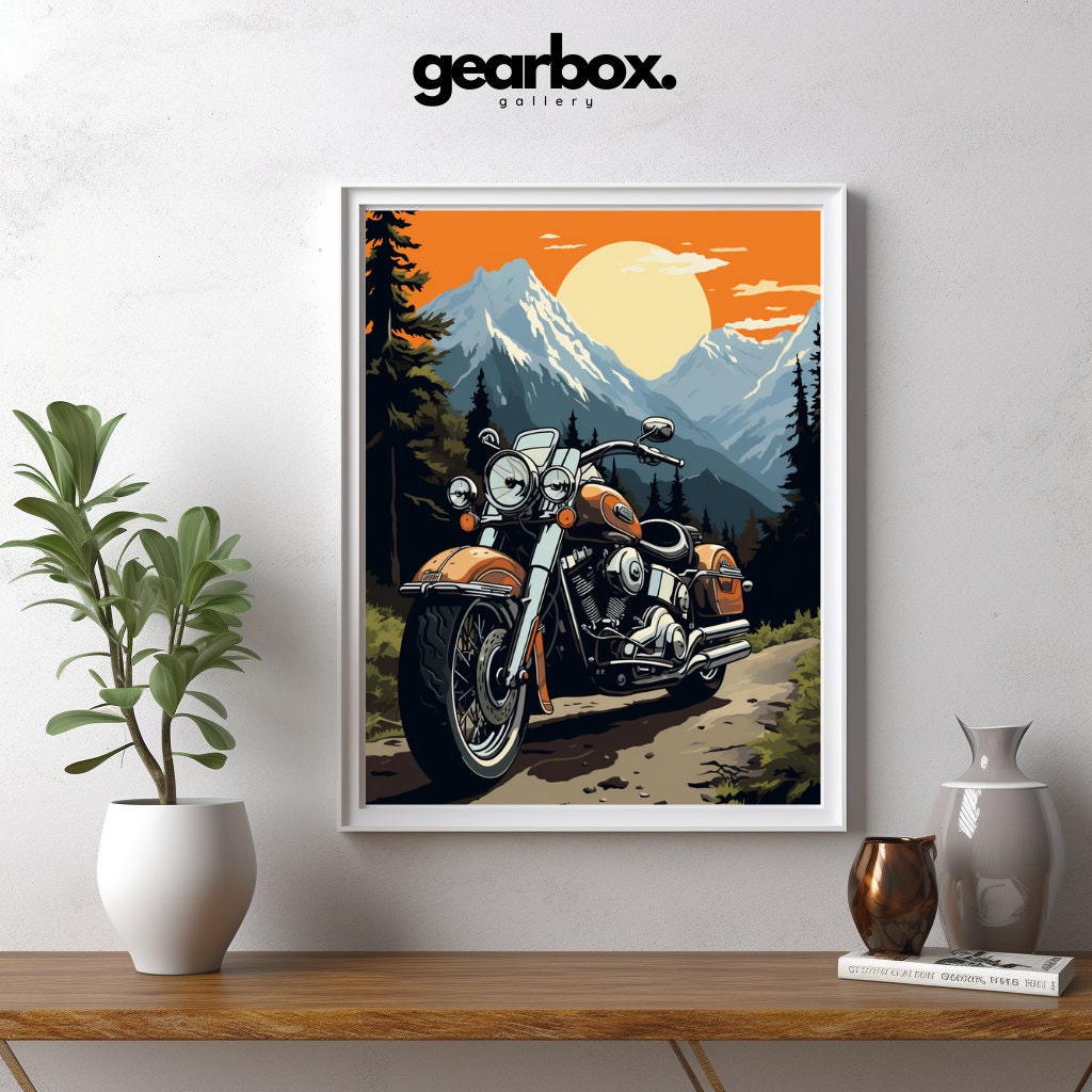 Retro Style Harley-davidson Poster, Harley-davidson Print, Bike Print, Bike Art, Bike Print ...