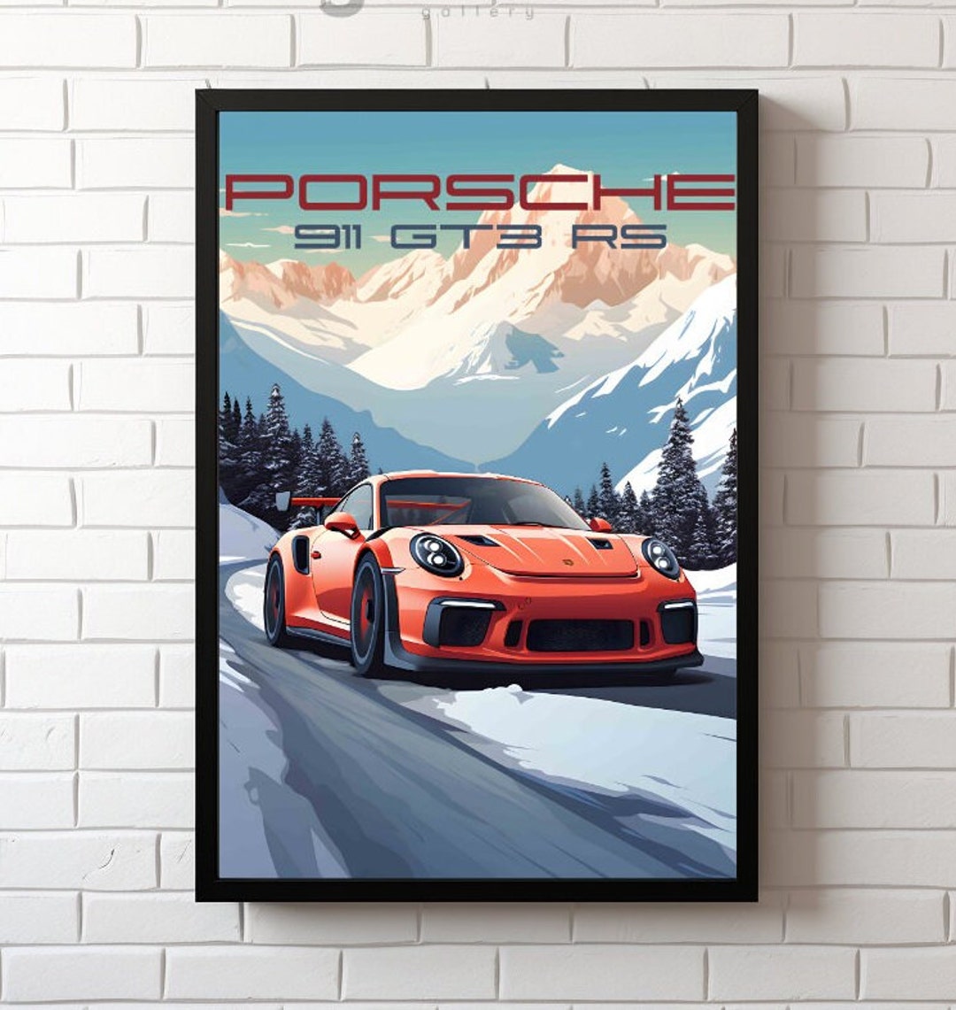 Retro Style Porsche 911 GT3 RS Poster, Porsche 911 GT3 RS Print, 2010s ...