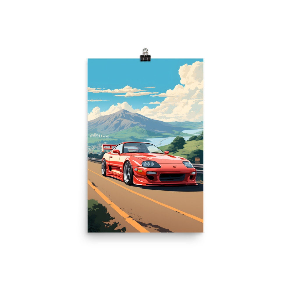 Retro/ Vintage Toyota Supra Poster, Toyota Supra Print, 1990s Car Print ...